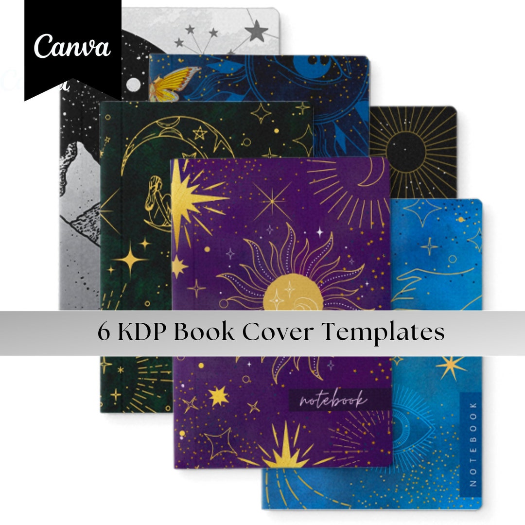 6 KDP Book Cover Templates Journal Notebook Cover Editable in Canva, 6 ...