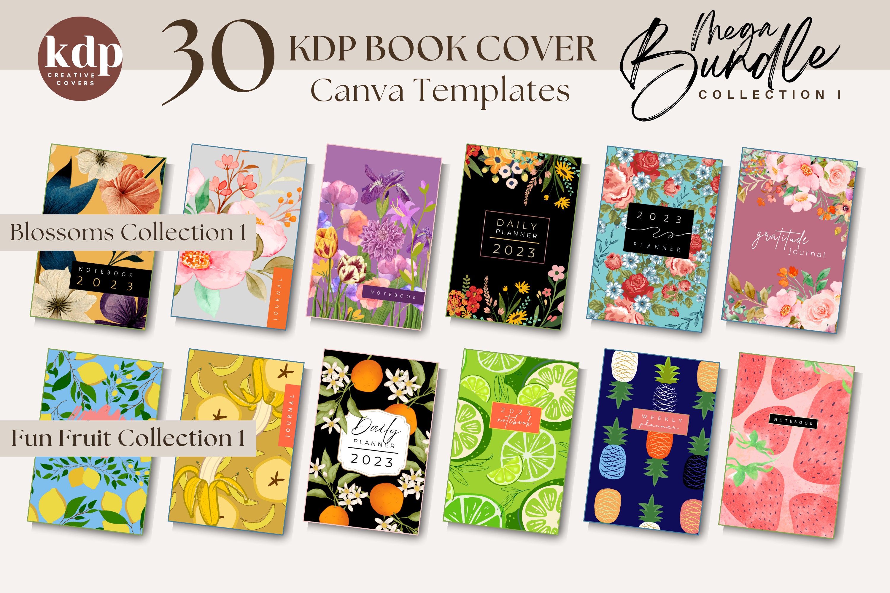 30 KDP Book Cover Templates Editable in Canva 6”x 9" Paperback for 120 ...