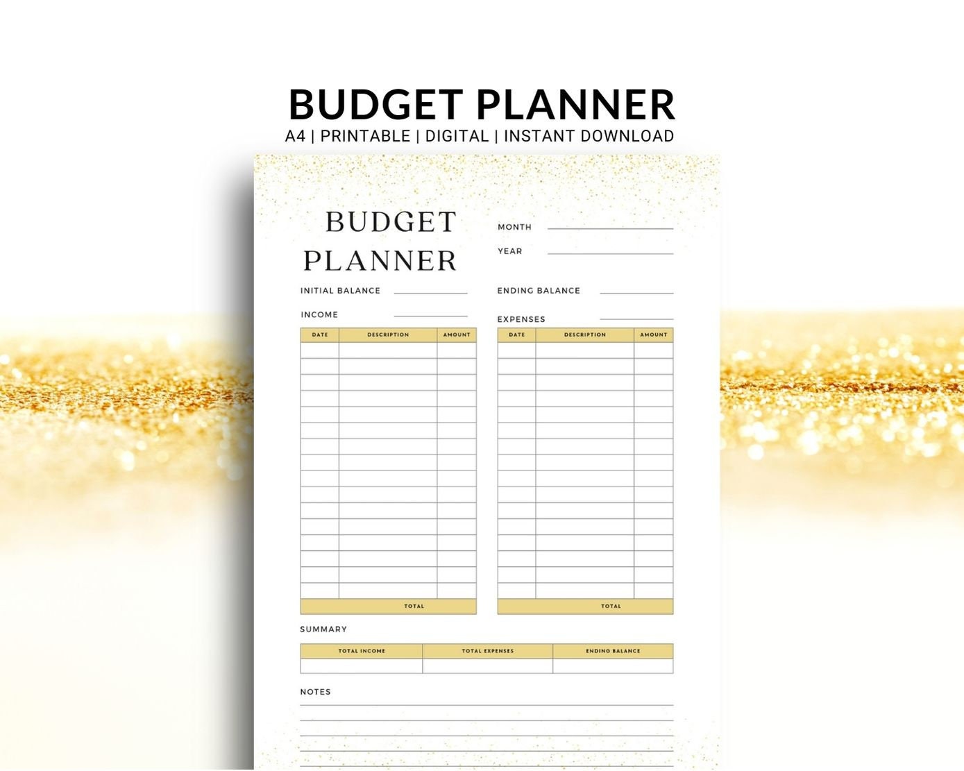 Digital + Printable Budget Planner (gold) - Etsy