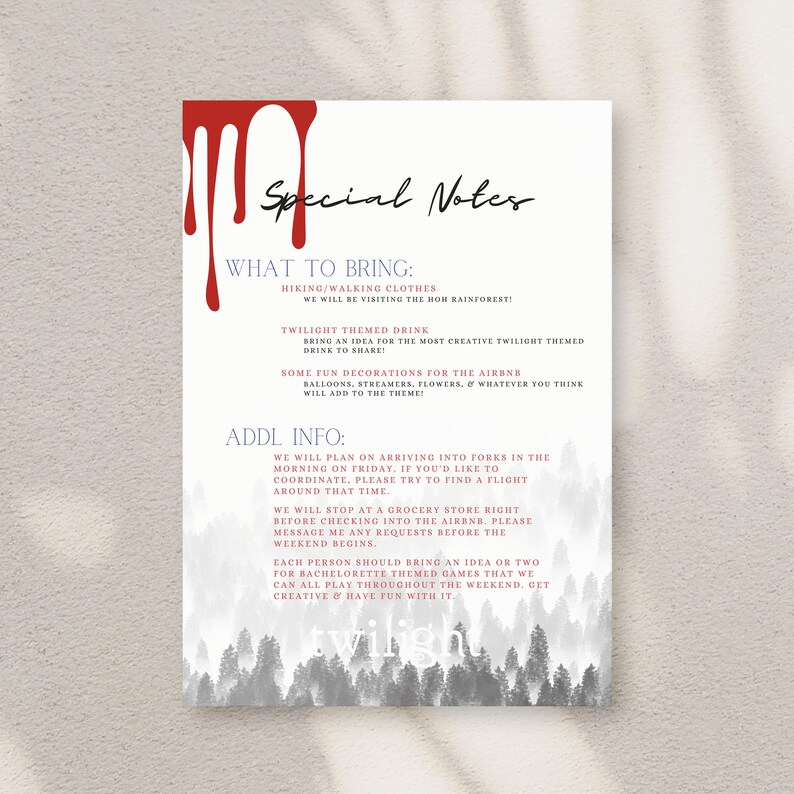 Twilight Bachelorette Invitations | 5x7 Digital and Print Template ...