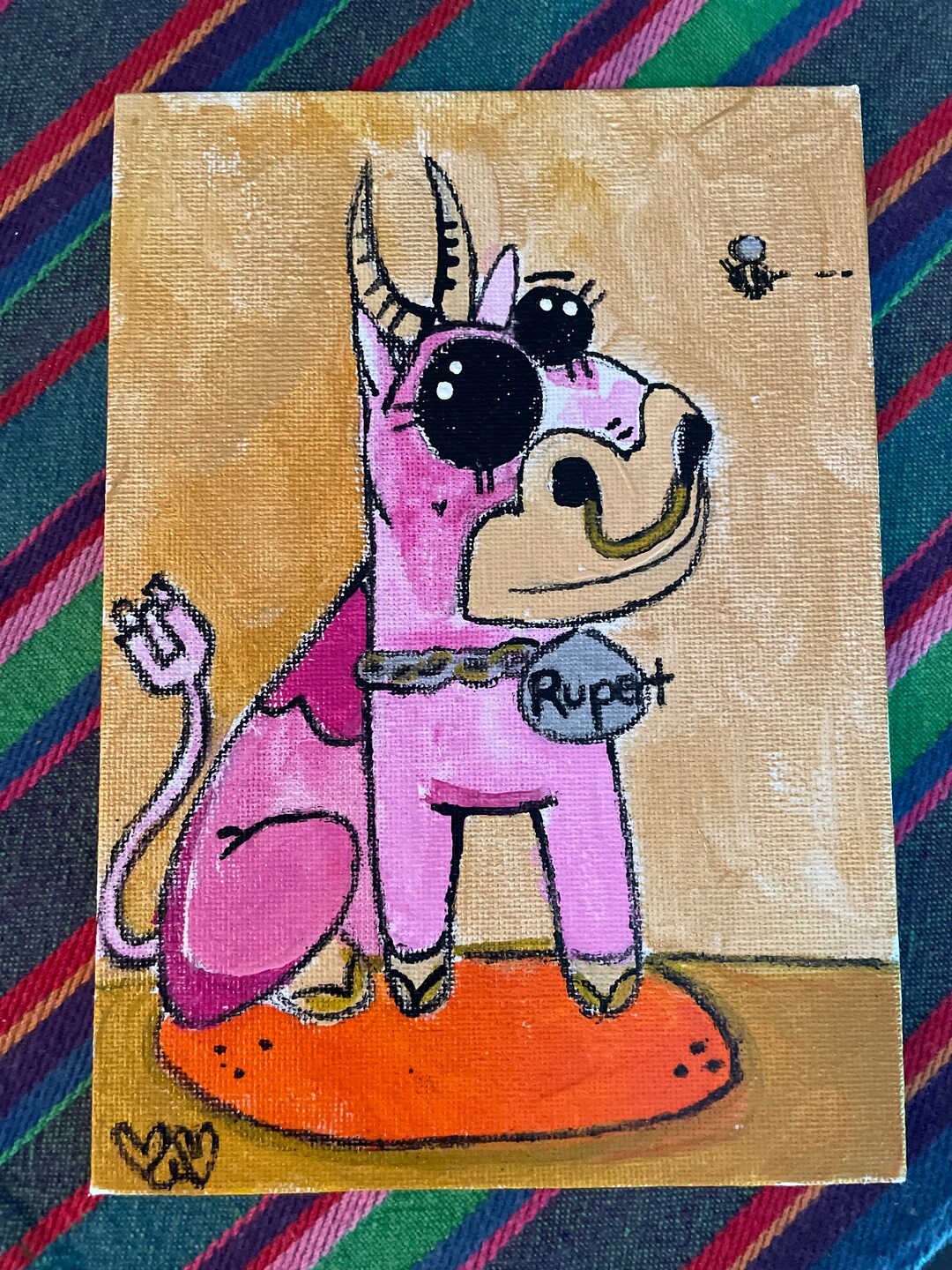 Meet Rupert One Crazy Hand-painted Bull on 5x7 Canvas - Etsy