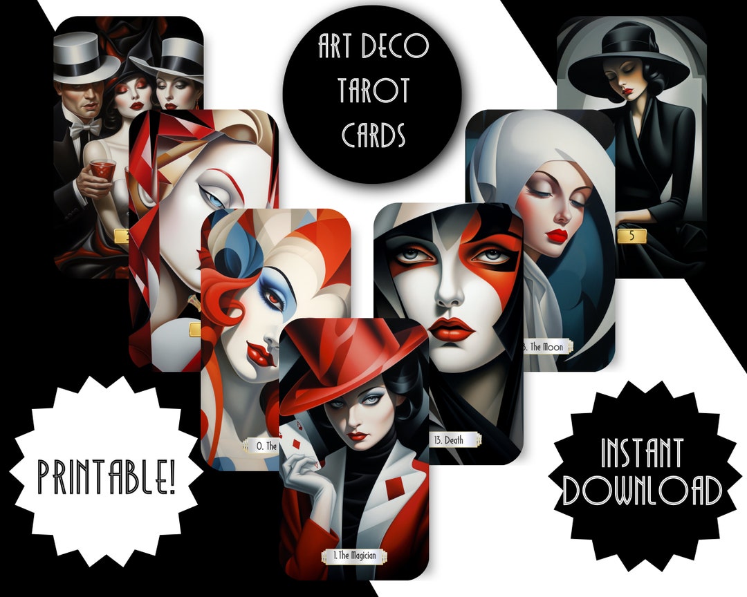 Art Deco Printable Tarot Card Deck, PDF & PNG Instant Download, 78 Card Deck, Standard Tarot ...
