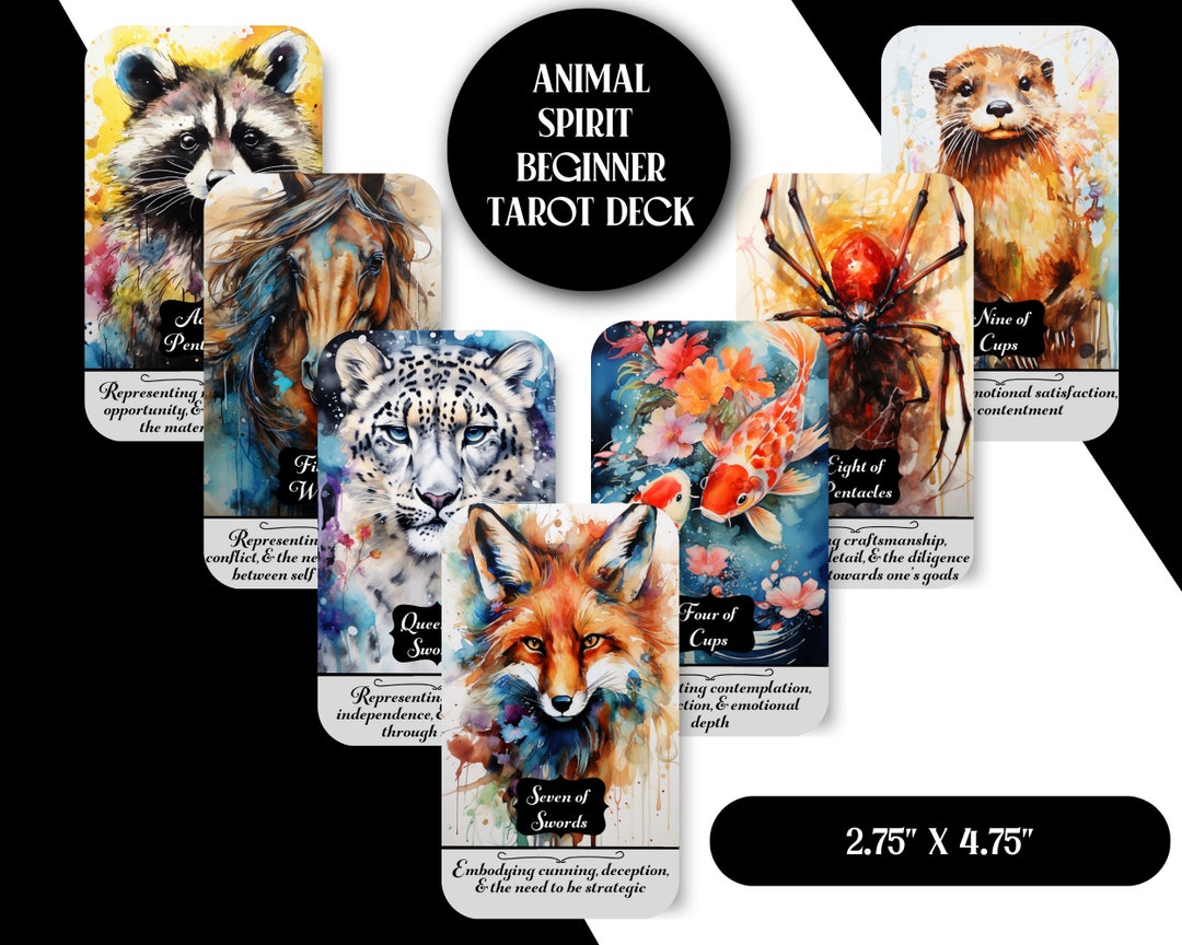 Animal Spirit Beginner Tarot Deck, Tarot Cards With Meanings, 78 Card ...