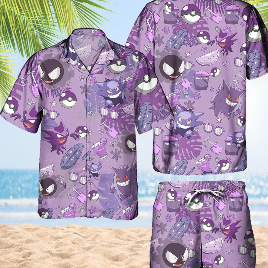 Pokemon Gengar Hawaiian Pattern Hawaii Shirt Aloha Anime - Etsy
