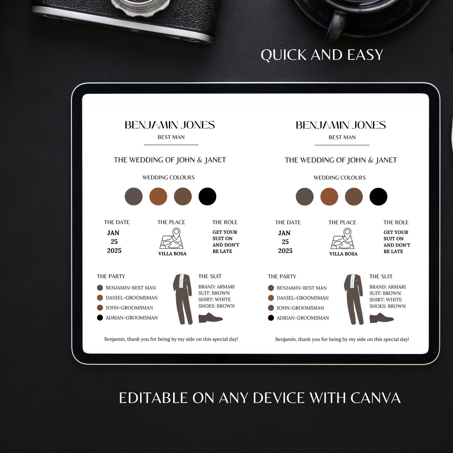 Groomsman Info Card Canva Template Groomsman Proposal Card Groomsman ...