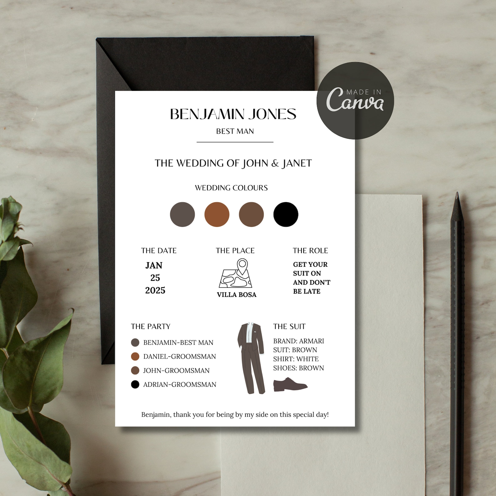 Groomsman Info Card Canva Template Groomsman Proposal Card Groomsman ...
