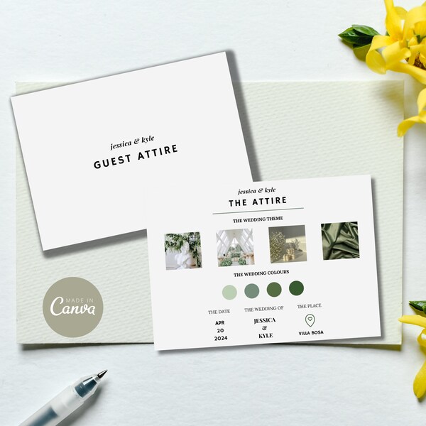Wedding Attire Card Template - Etsy