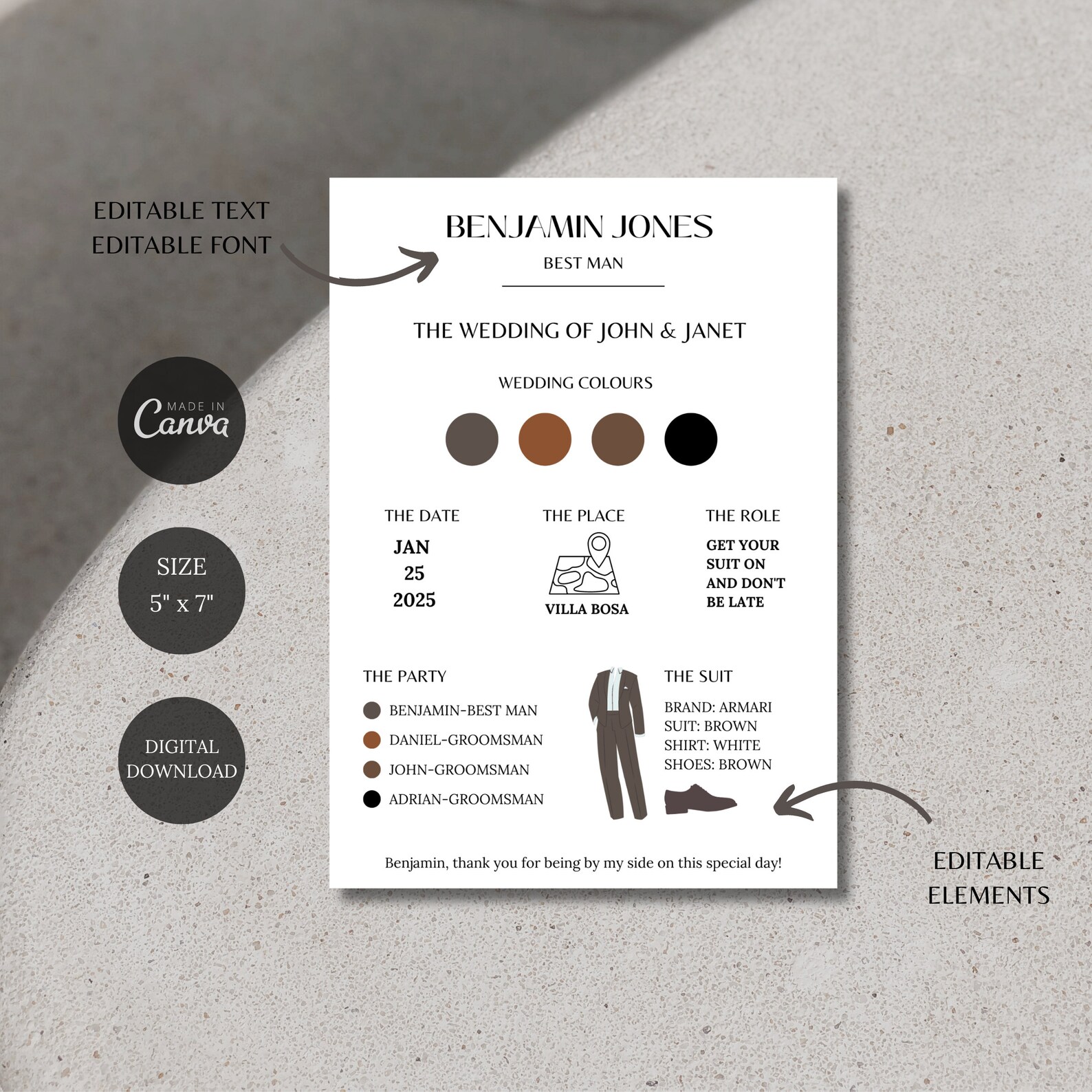 Groomsman Info Card Canva Template Groomsman Proposal Card Groomsman ...