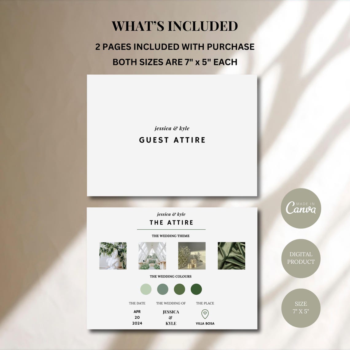 Wedding Guest Attire Card Canva Template Attire Info Card Dress Code ...