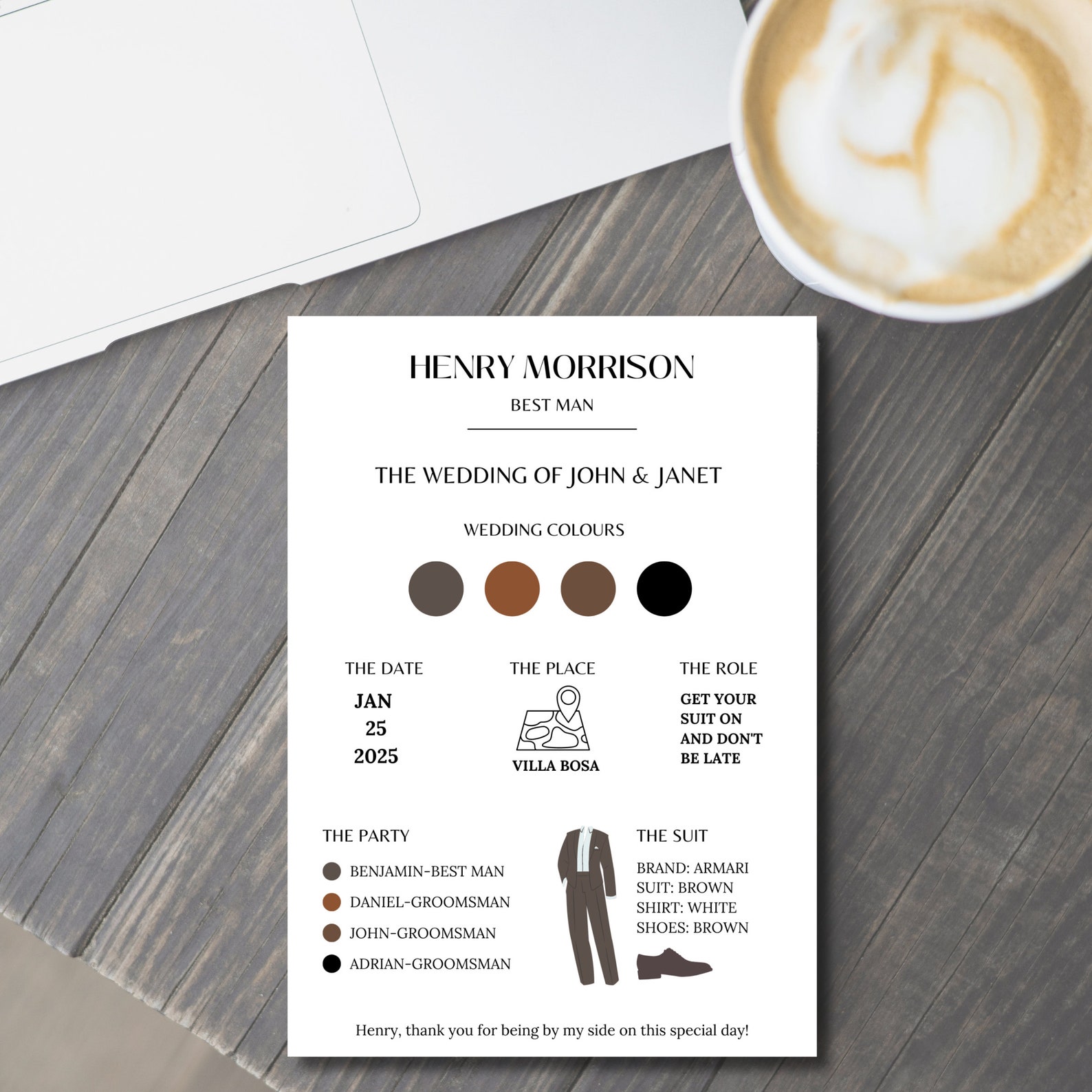 Groomsman Info Card Canva Template Groomsman Proposal Card Groomsman ...
