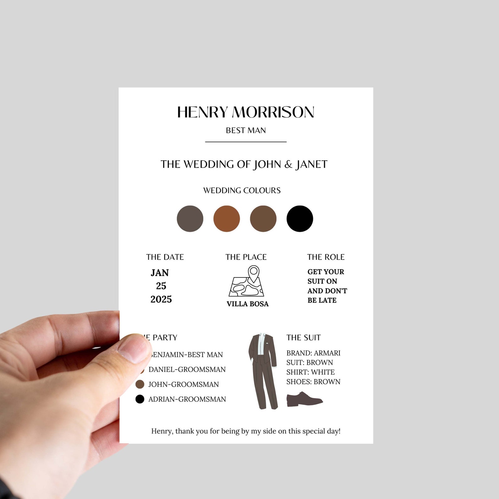 Groomsman Info Card Canva Template Groomsman Proposal Card Groomsman ...
