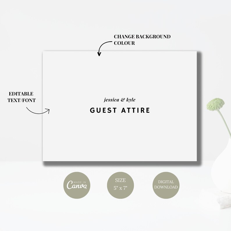 Wedding Guest Attire Card Canva Template Attire Info Card - Etsy