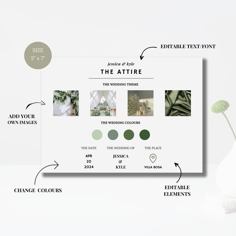 Wedding Guest Attire Card Canva Template Attire Info Card - Etsy