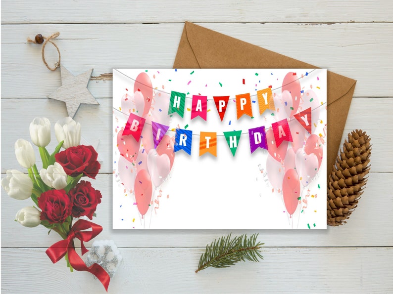 Printable Happy Birthday Card, Birthday Gift Card, Digital Download. - Etsy