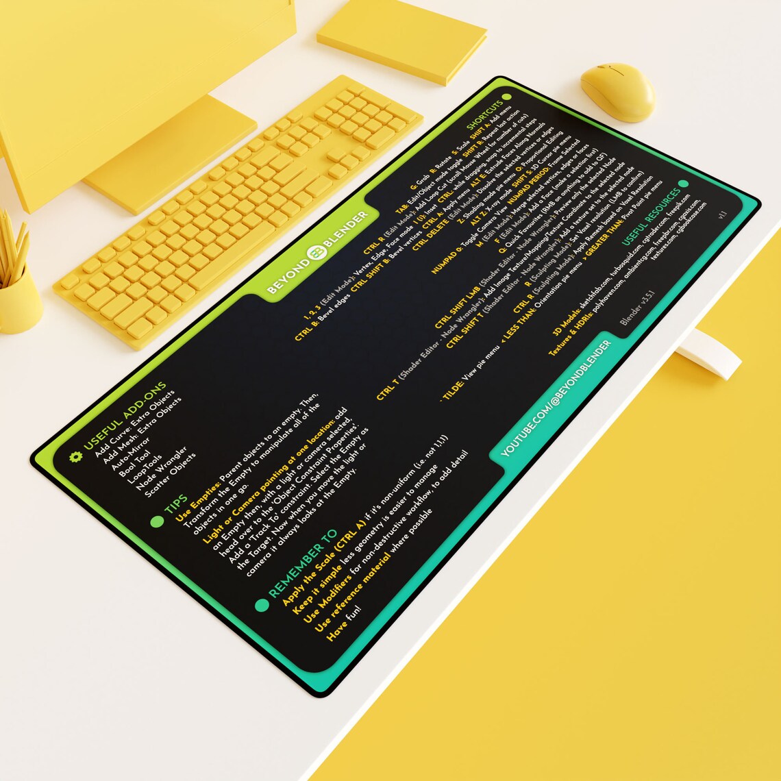 Desk Mats - Blender Shortcuts and More - Etsy