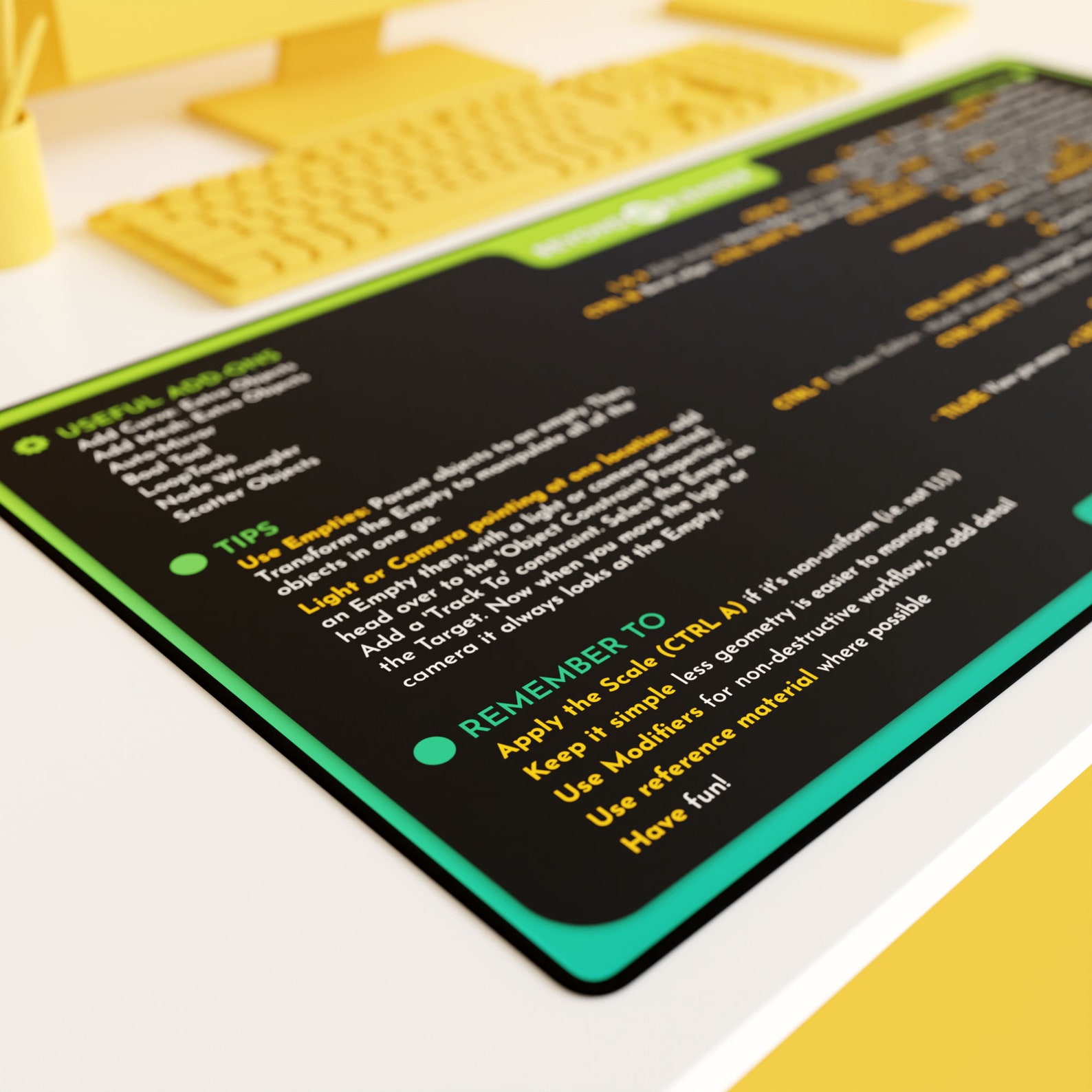 Desk Mats - Blender Shortcuts and More - Etsy