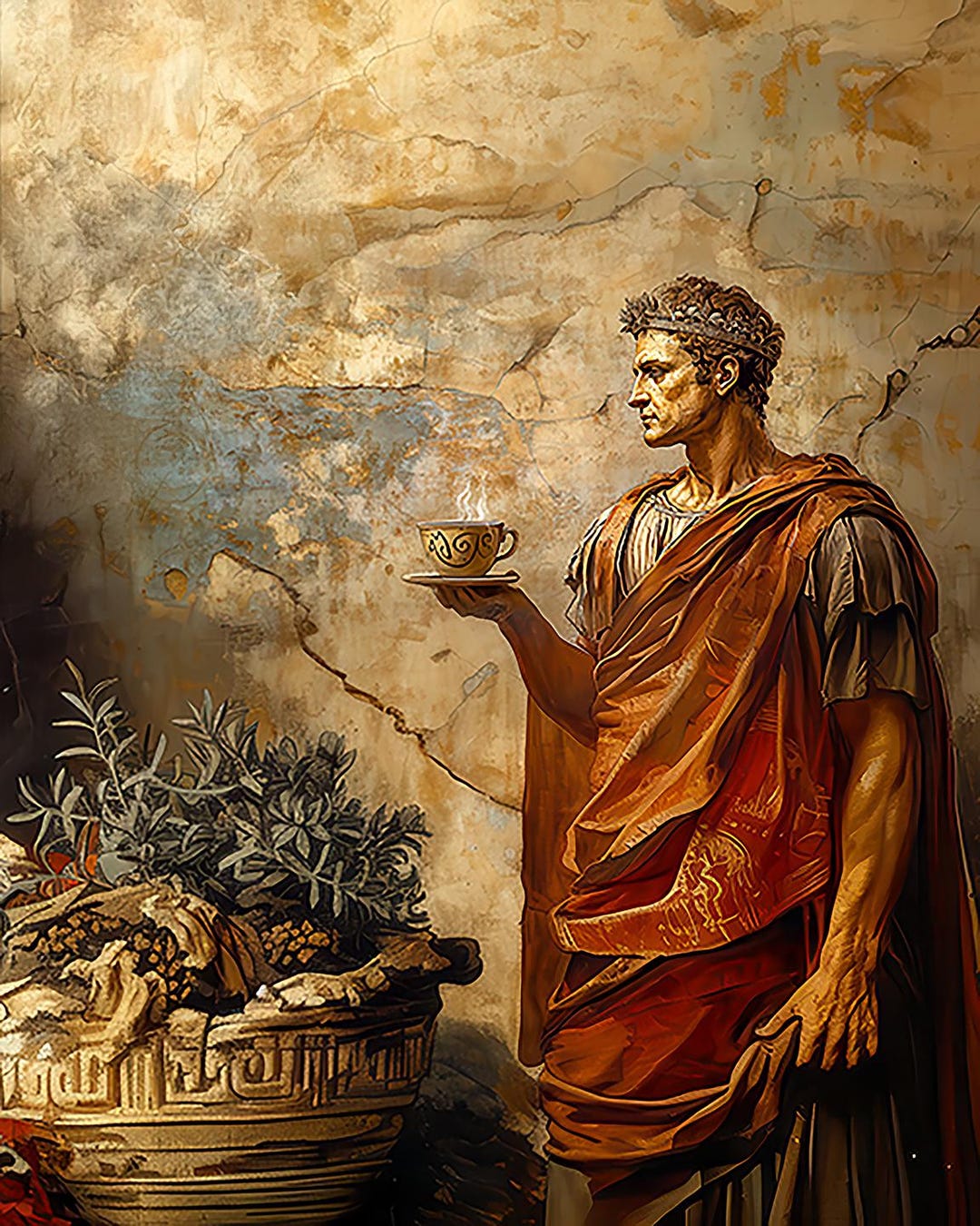 Roman Emperor Julius Caesar Coffee Art Print Digital Download Classical ...