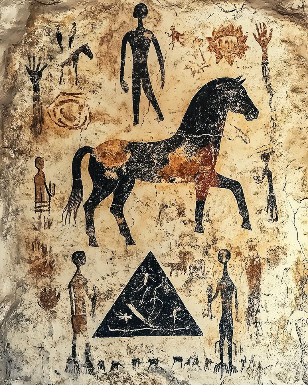 Ancient Horse Petroglyph Digital Art Print | Native American Cave Art ...