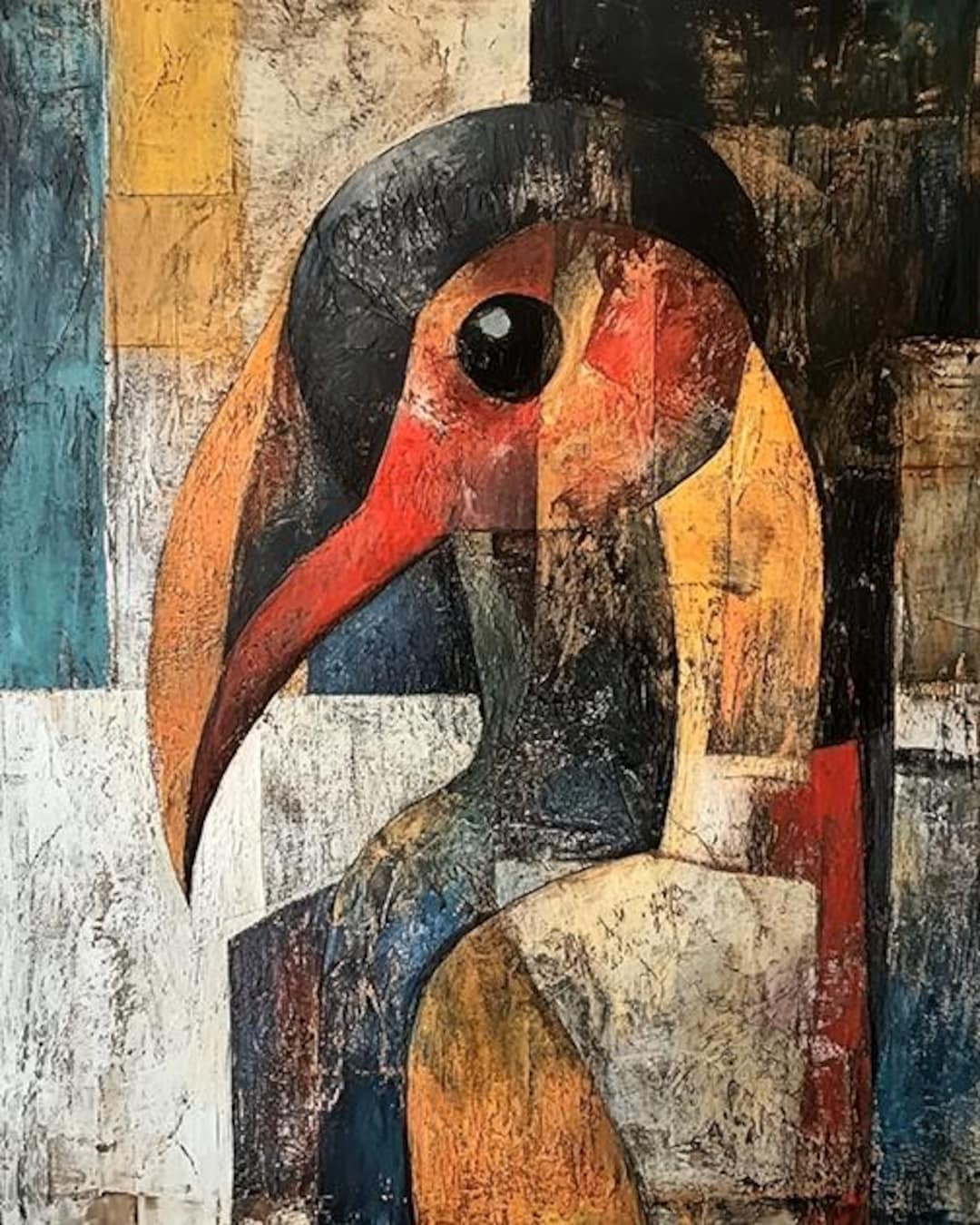 Latin Abstract Bird Digital Art | Modern Geometric Cubism Wall Print ...
