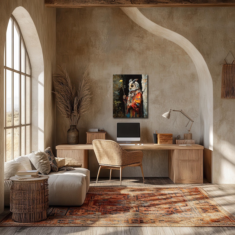 Mystical Peruvian Owl Shaman Digital Print | Vibrant Shamanic Wall Art ...