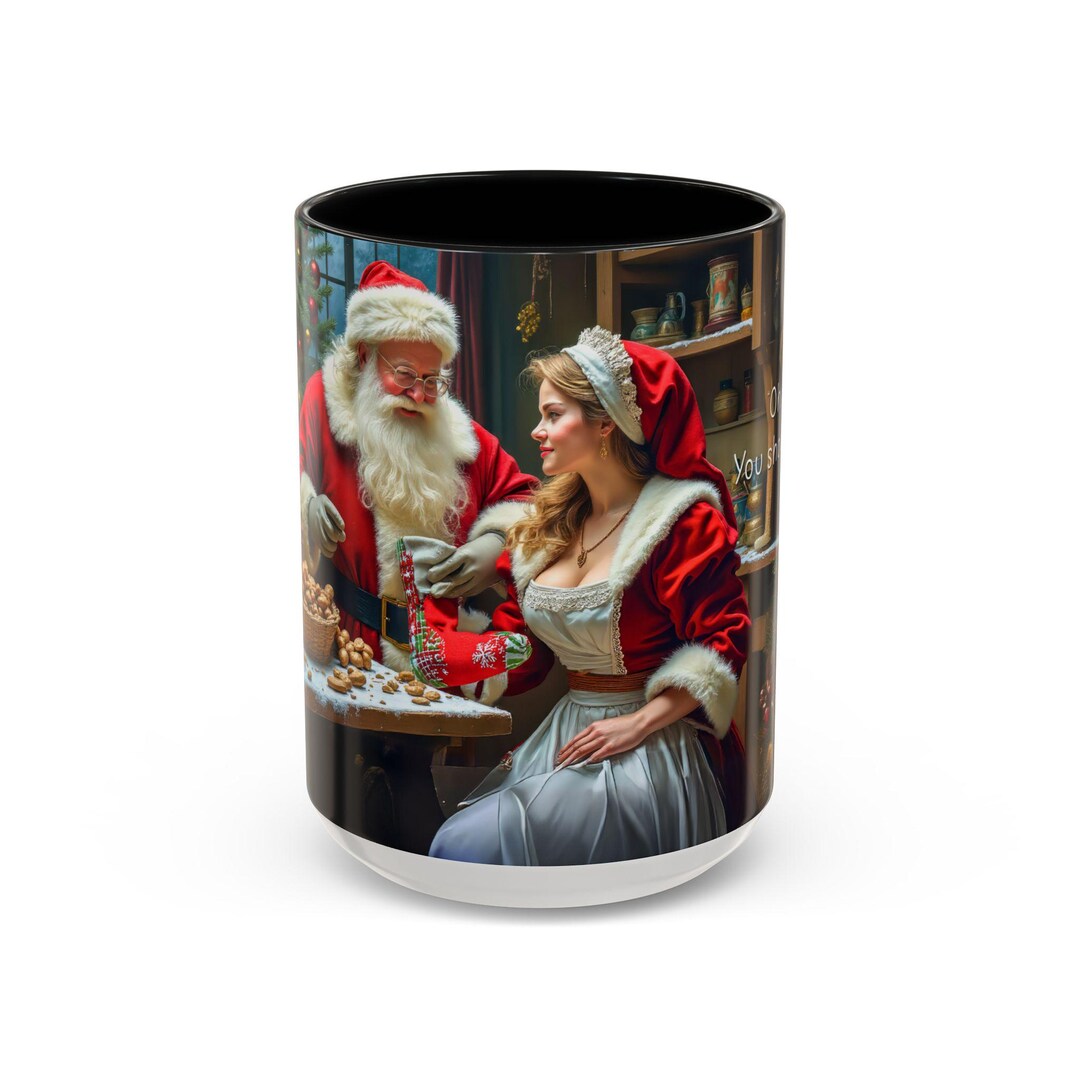 Cheeky Santa Workshop Color Accent Mug Funny Christmas Coffee Cup ...
