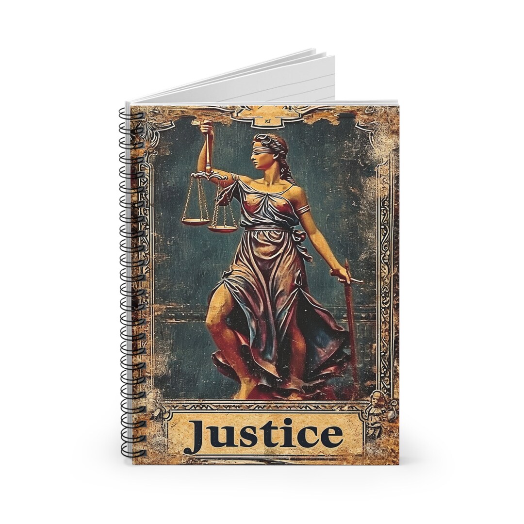 Justice Tarot Card Spiral Notebook - Major Arcana Inspired Journal ...