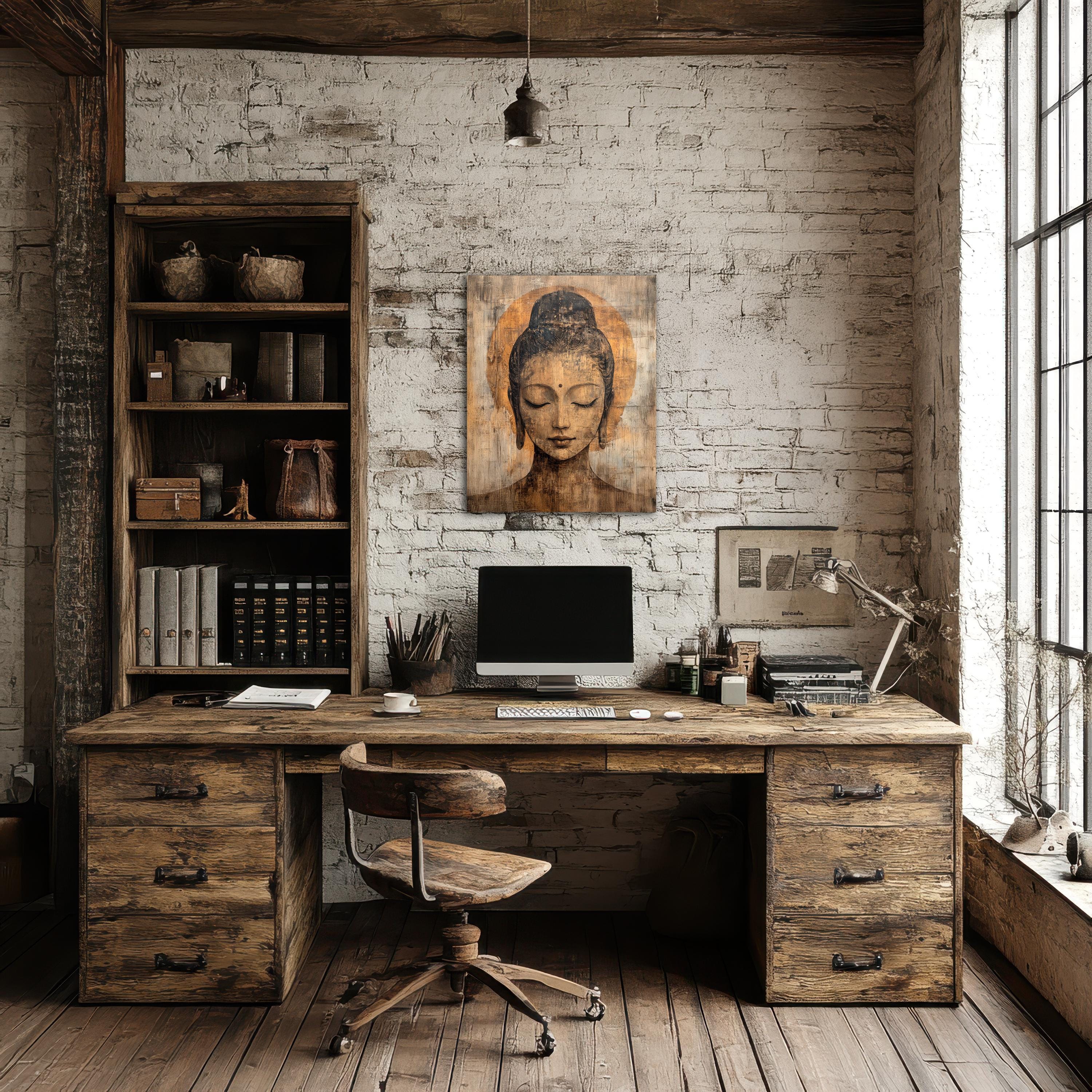 Vintage Buddha Wall Art | Ancient Fresco Style Kwan Yin Digital Print ...
