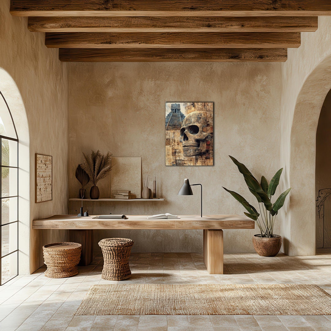 Mesoamerican Skull & Pyramid Digital Art Print | Ancient Civilization ...