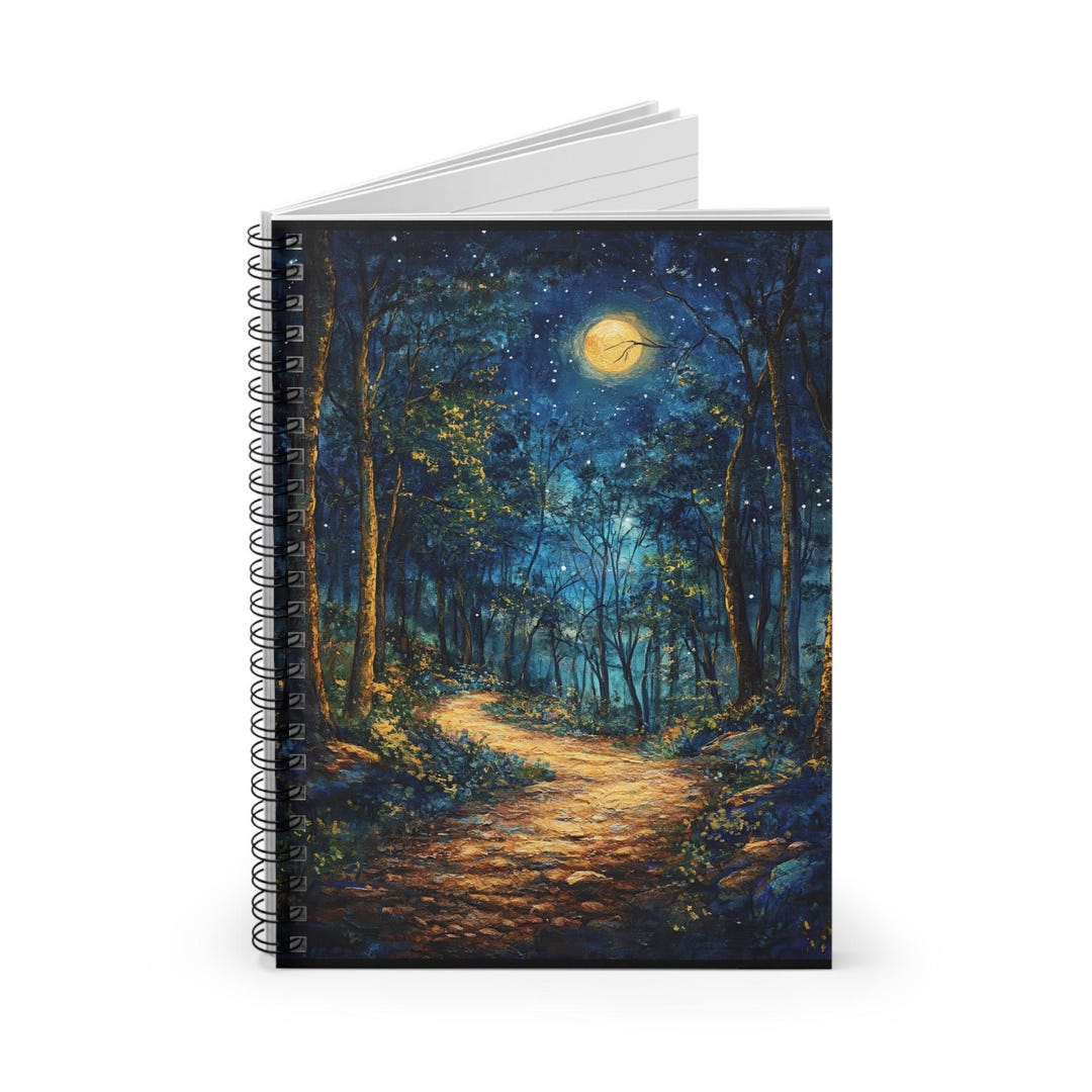 Enchanted Forest Spiral Notebook | Magical Moonlit Path Journal ...