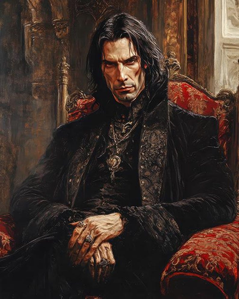 Gothic Vampire Count Portrait Digital Art Print | Dark Fantasy Dracula ...