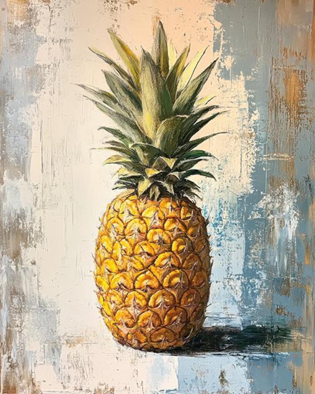 Golden Pineapple Digital Art Print | Feng Shui Prosperity Wall Decor ...