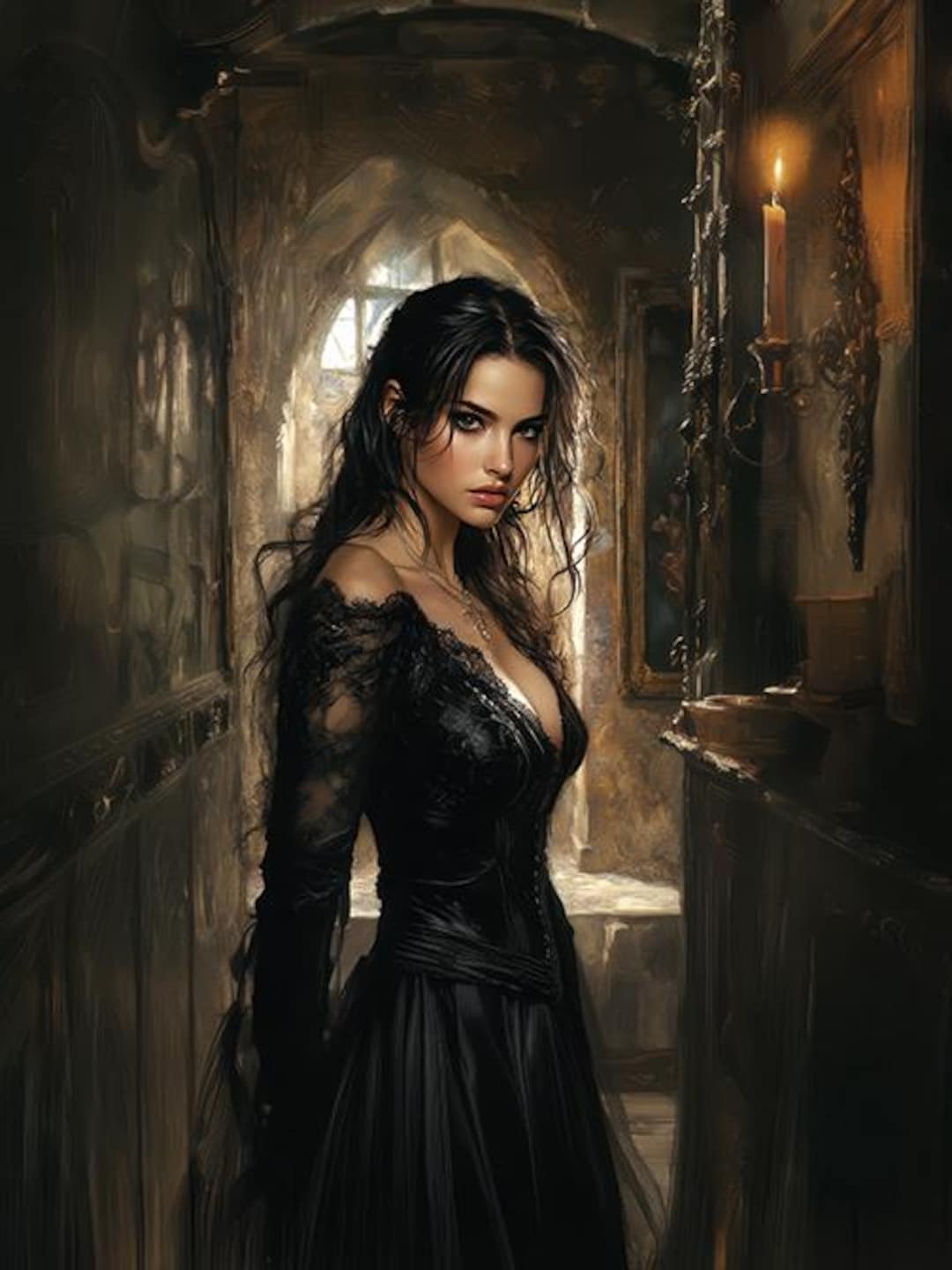 Gothic Vampire Bride Digital Print | 15x20" Gothicore Wall Art | 300 ...