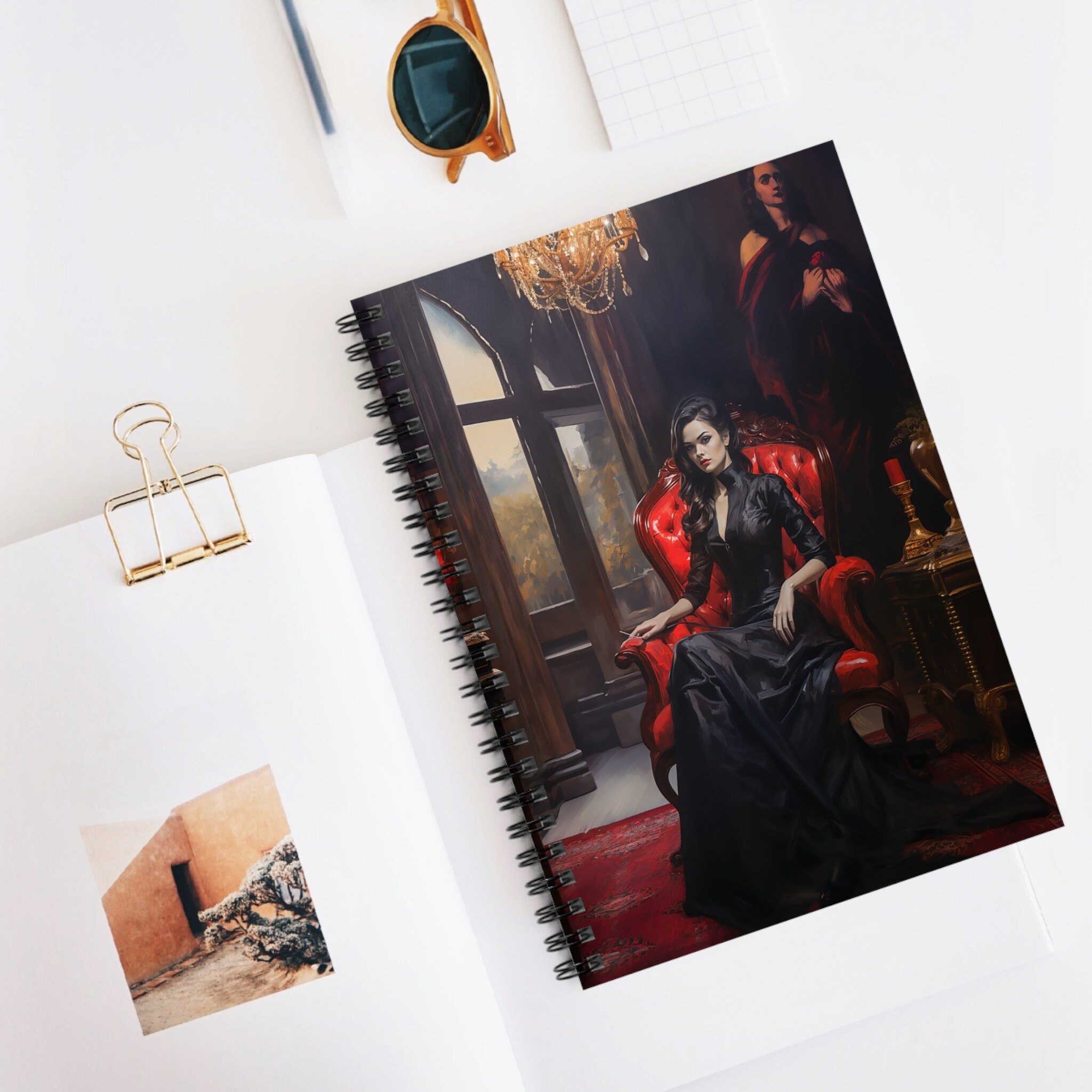 Gothic Vampire Bride in Red Leather Chair Spiral Notebook - Etsy