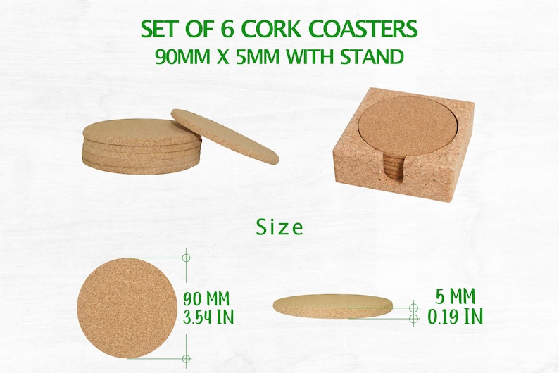 Bar Coasters, Bar Custom, Bar Decor, Set of 6, Cork Coasters With ...