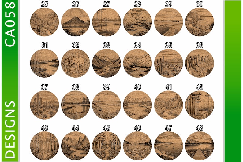 Natural Landscapes, Coasters Gift, Set of 6, Cork Coasters With Holder ...