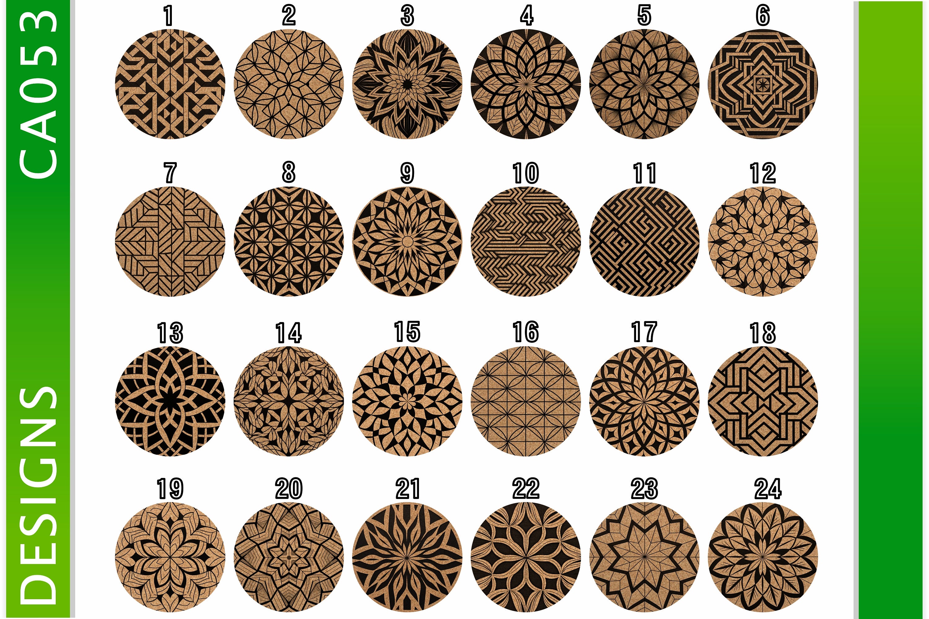 Geometric Patterns Mandala Art Set of 6 Cork Coasters With - Etsy