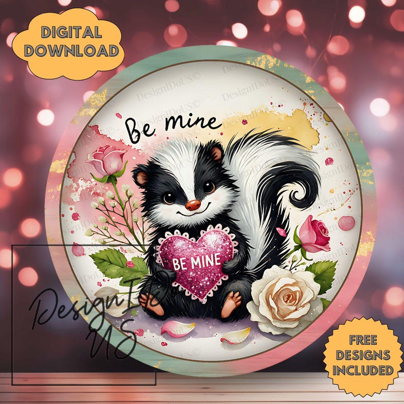 Be Mine Skunk Welcome Sign PNG, Valentine's Day Sublimation (digital ...
