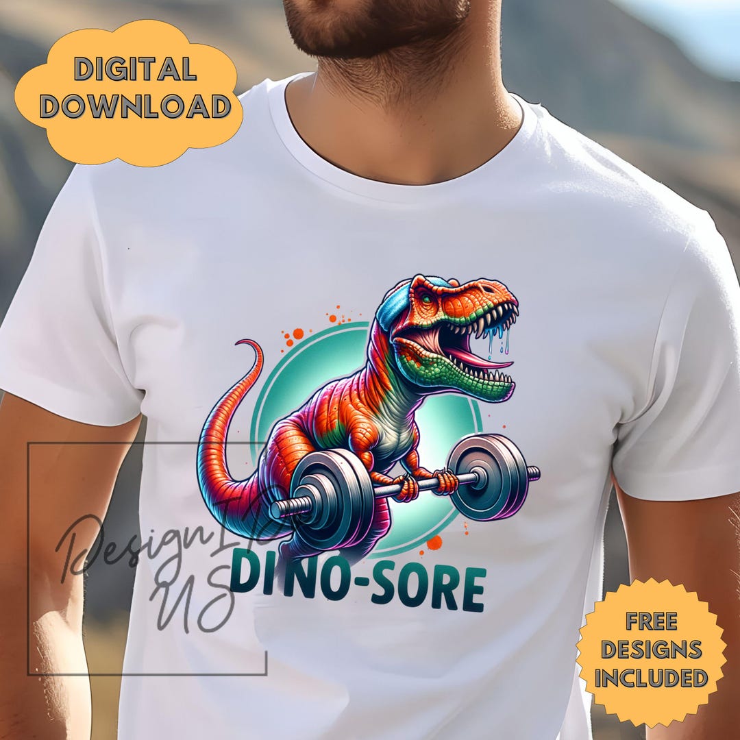 Dinosaur Png, Gym PNG, Dino-sore Clipart, Funny T-rex Workout Shirt ...