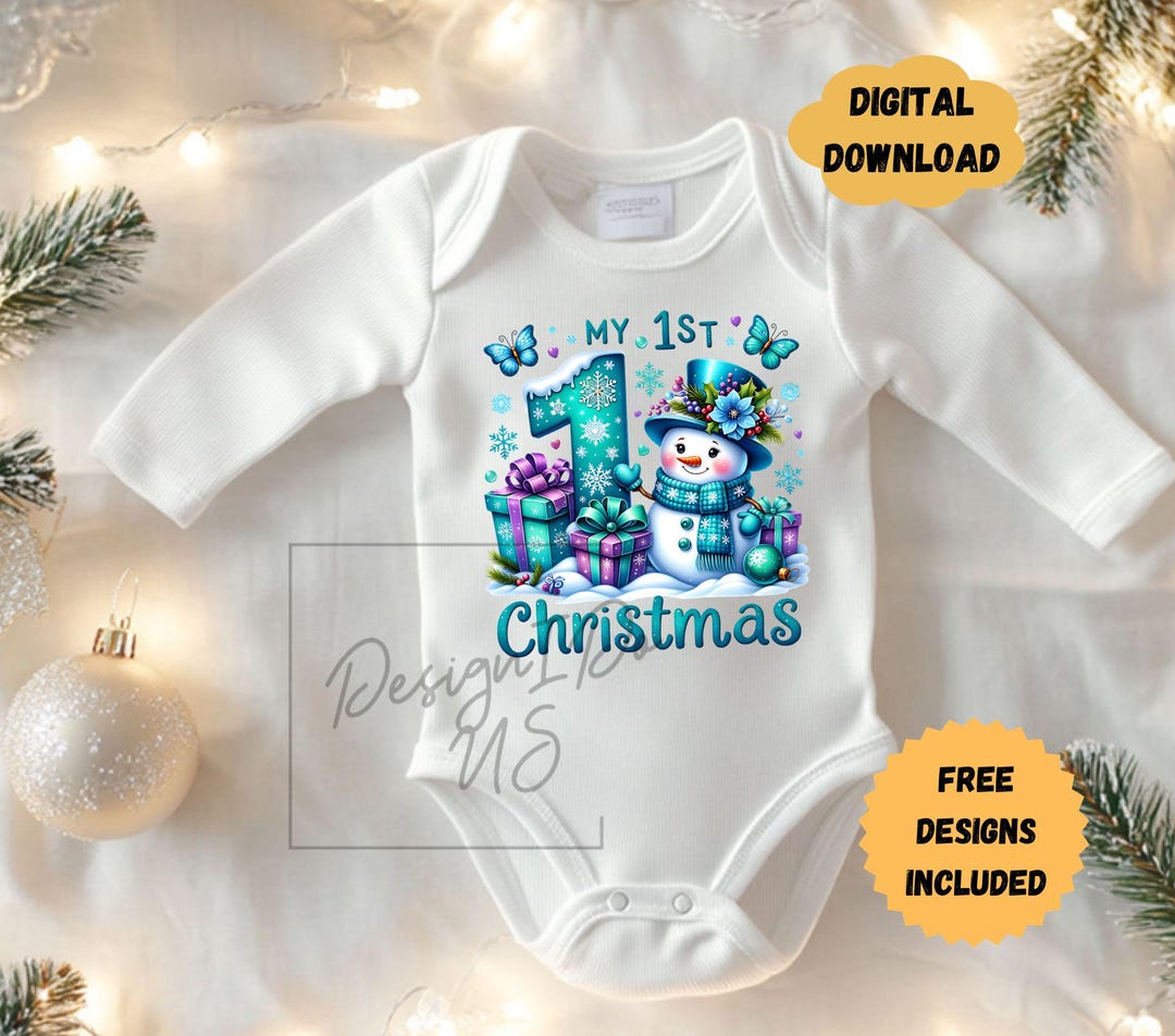 Baby My First Christmas Clipart PNG, Newborn Watercolor Shirt ...