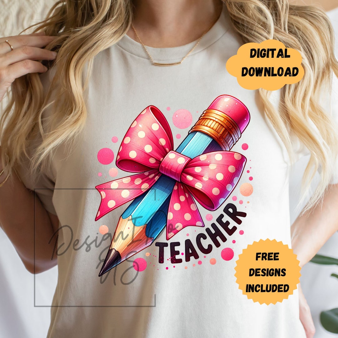 Teacher Png Design Sublimation Dtf Uvdtf, Trendy Pink Back to School ...