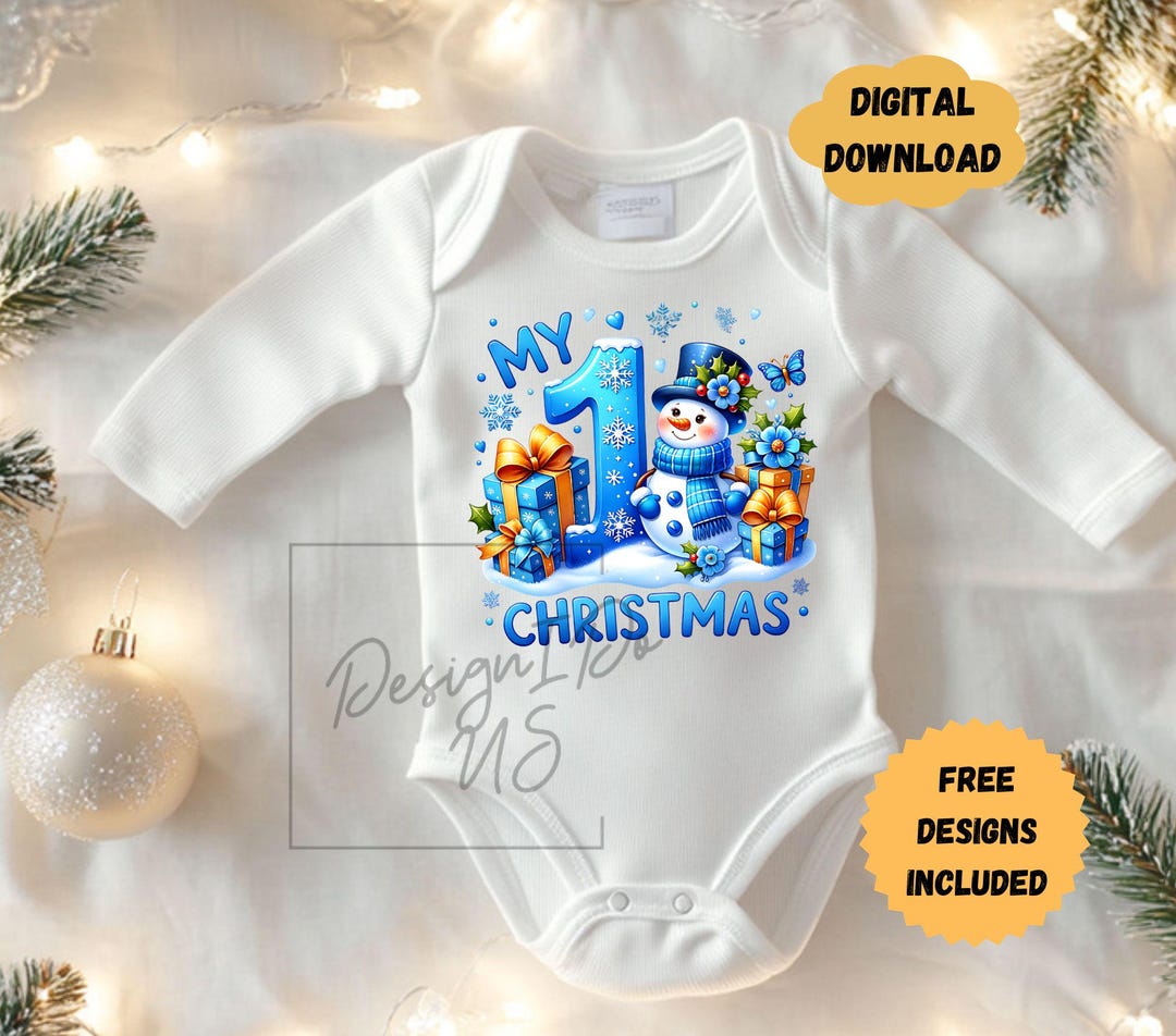 Baby My First Christmas Clipart PNG, Newborn Watercolor Shirt ...