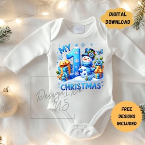 Baby My First Christmas Clipart PNG, Newborn Watercolor Shirt ...