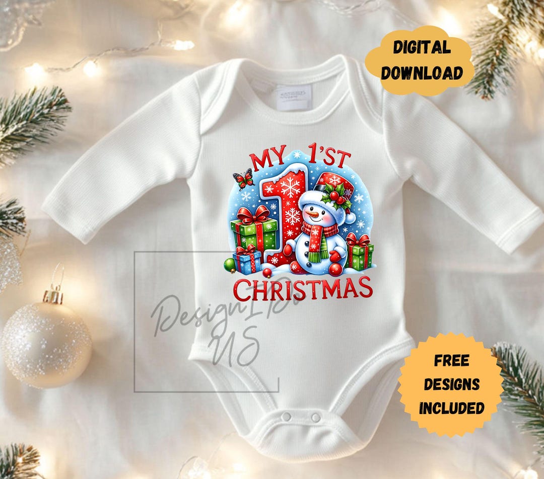 Baby My First Christmas Clipart PNG, Newborn Watercolor Shirt ...