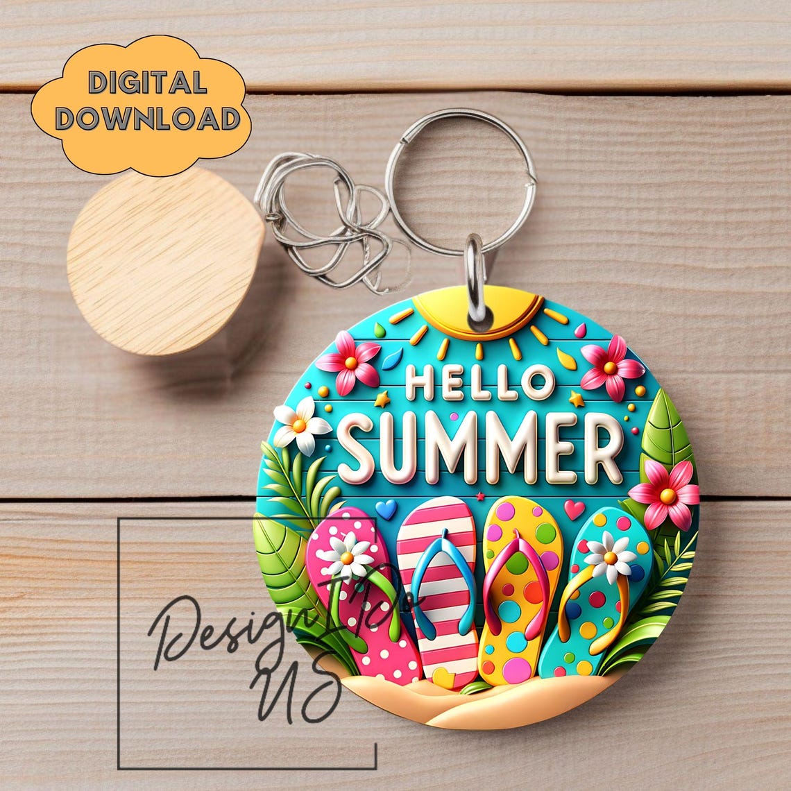 3D Welcome PNG, Hello Summer Sublimation Clipart, Flip Flops Wreath Png ...