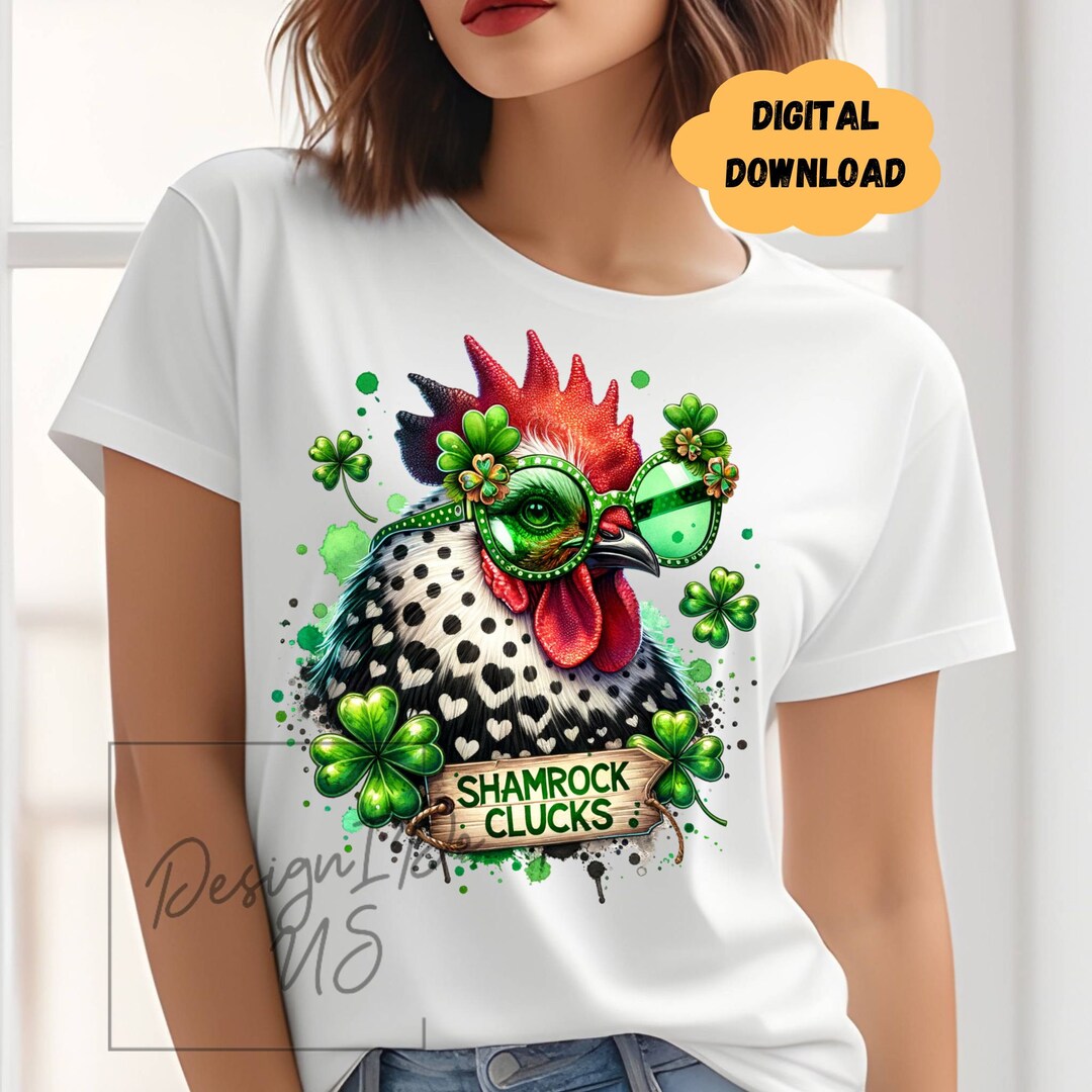 St Patrick's Day Chicken Clipart Shirt Sublimation Design Digital ...