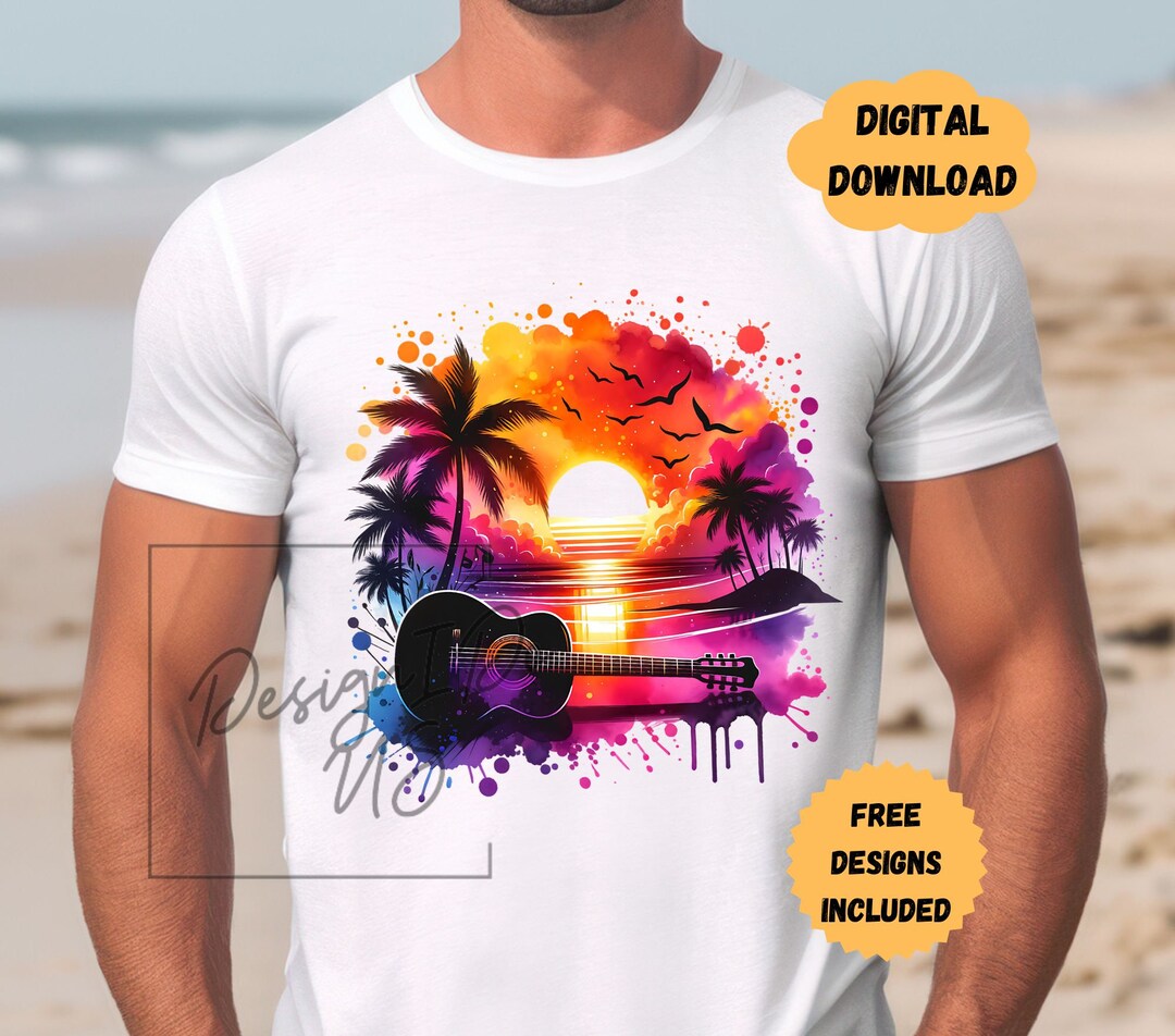 Guitar Clipart Shirt Sublimation Design Digital Download PNG, Music ...