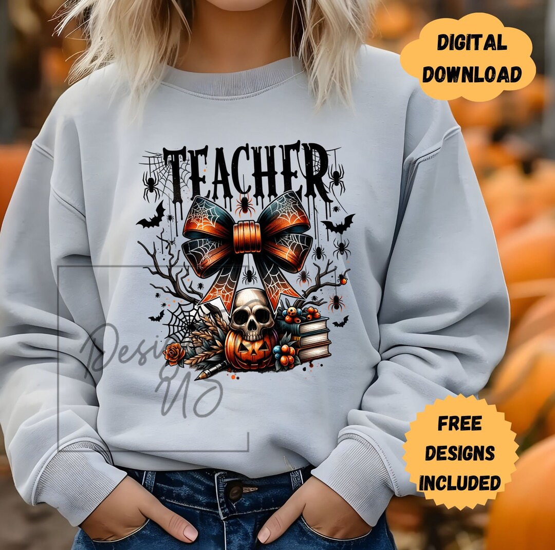 Halloween Teacher Clipart Png, Coquette Watercolor Pumpkin Shirt ...