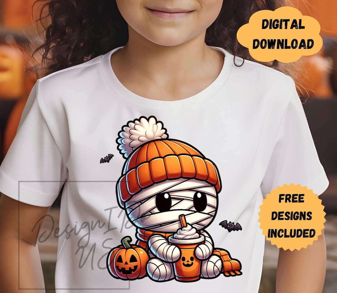 Mummy Clipart, Halloween Kids Shirt Sublimation Design Digital Download ...