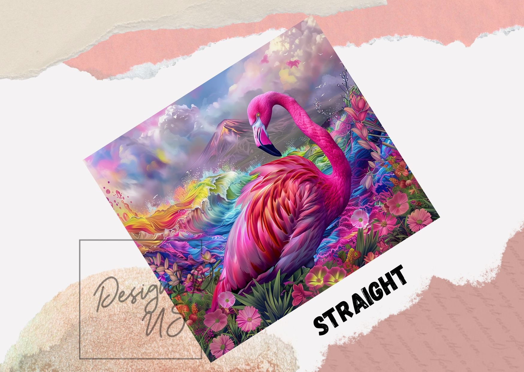 Flamingo Beach Neon 20 Oz Skinny Tumbler Sublimation Design, Straight ...