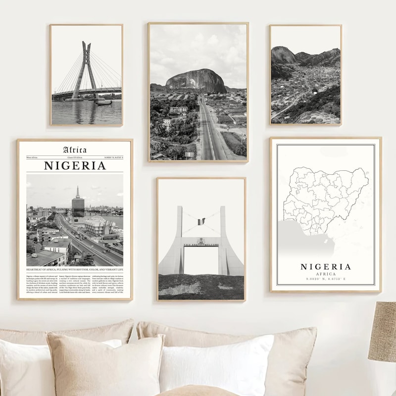Black and White Nigeria Map - Etsy